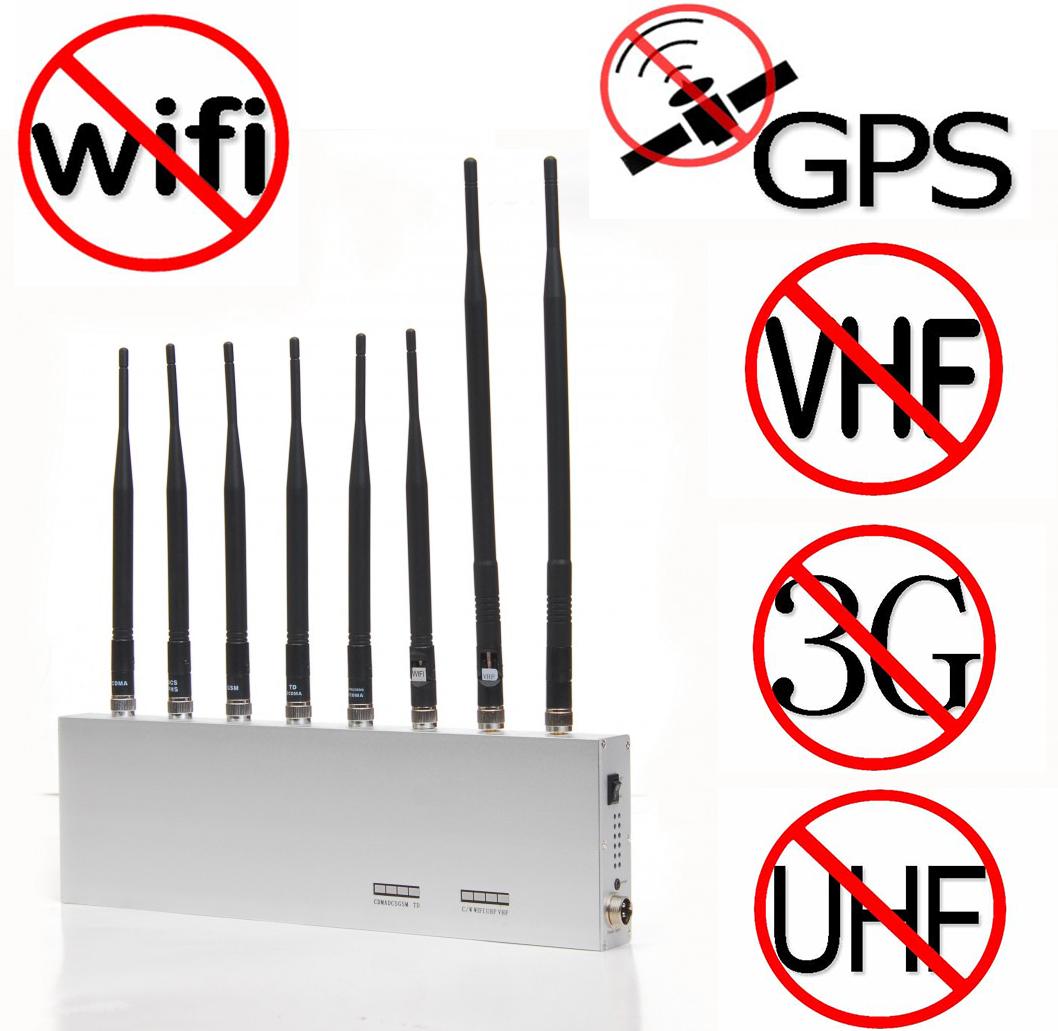 Powerful Desktop WiFi GPS VHF UHF 3G Cellphone Signal Jammer with 8 ...